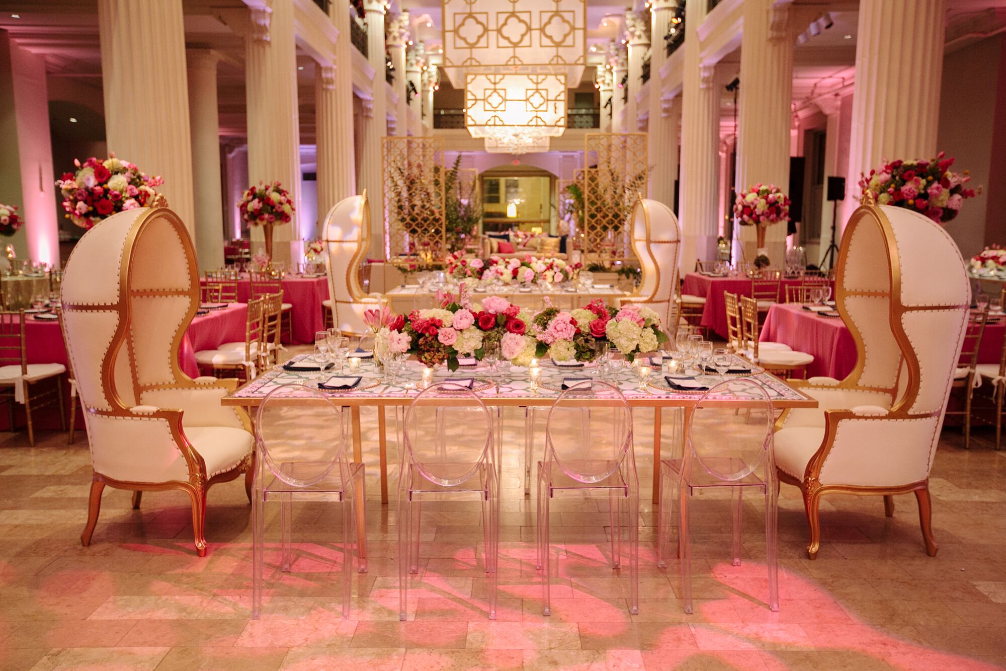 Dramatic Colorful Dining Tables With Ghost Chairs