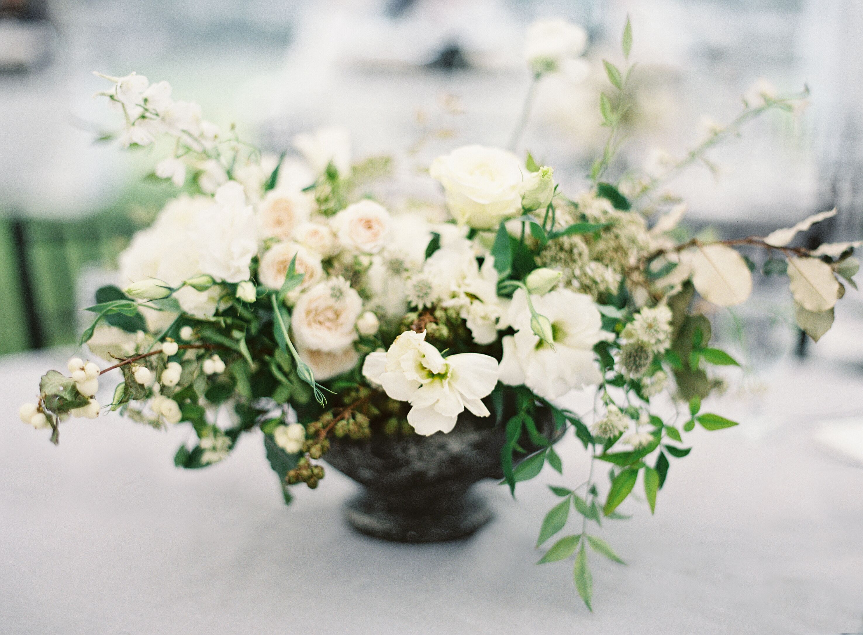 Greenery and Loose White Blooms