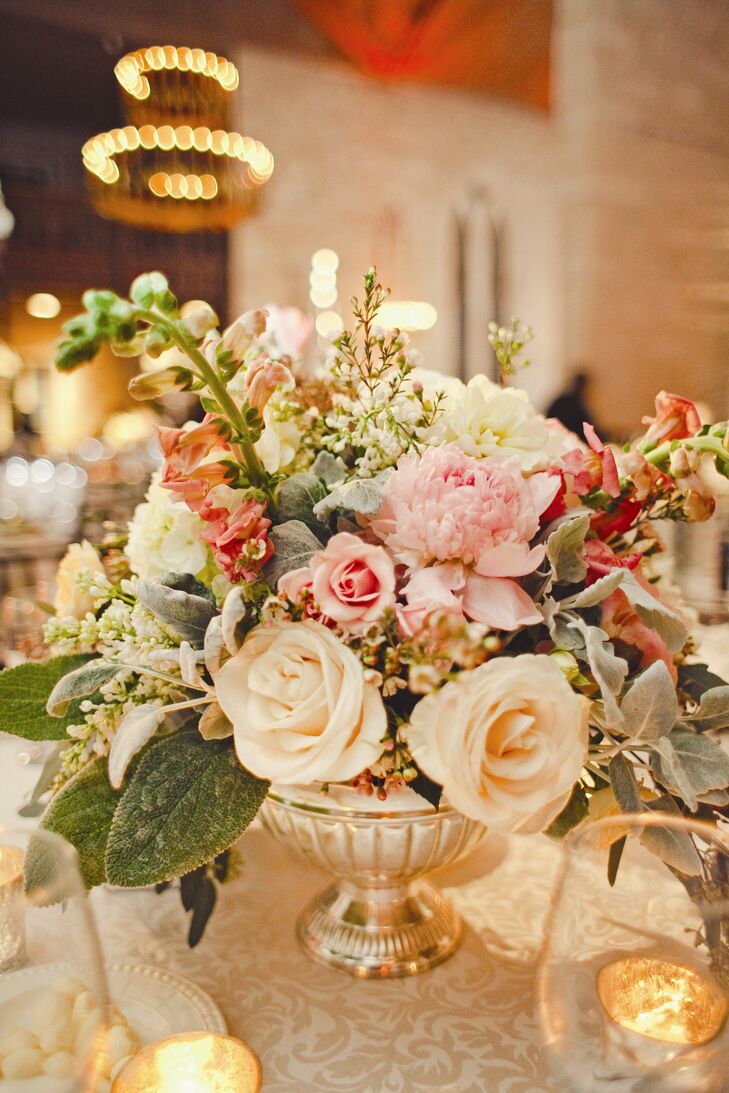 Low Wedding Centerpiece With Candles