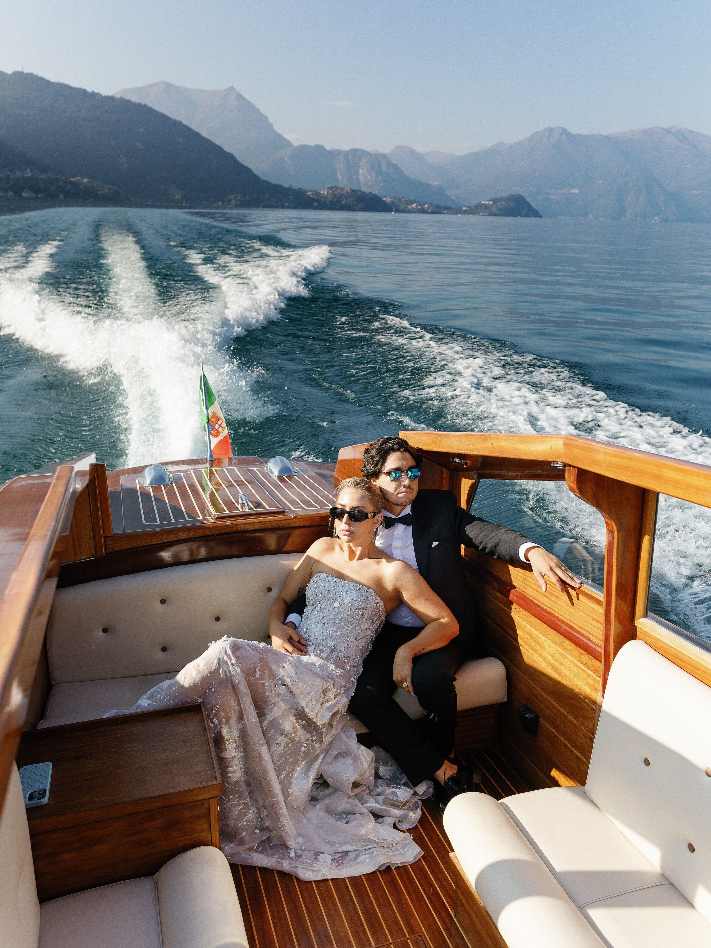 Couple's Wedding Weekend Boat Tour, Bride Wears Mother's Wedding Dress