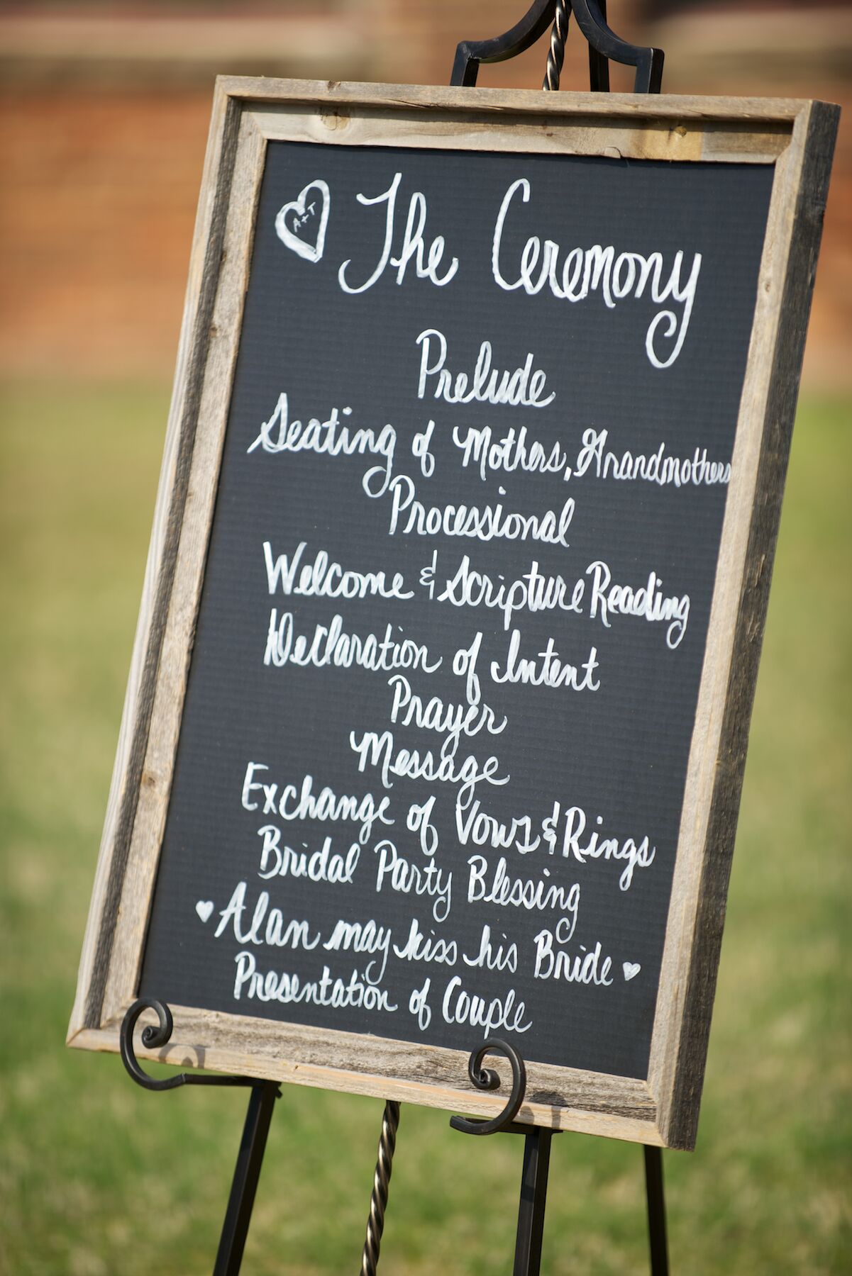 Framed Chalkboard Schedule of Events