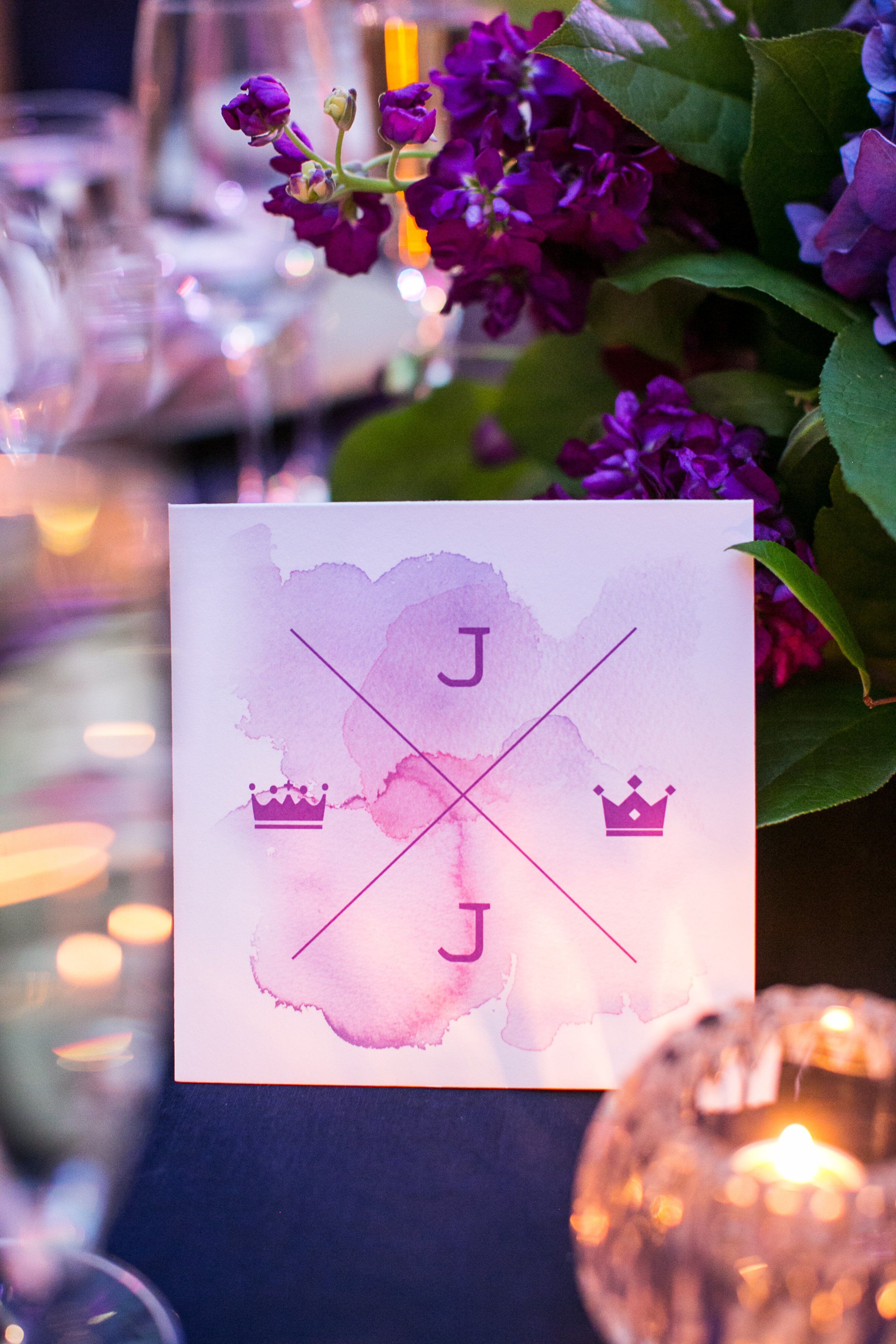 Purple Sweetheart Table Card