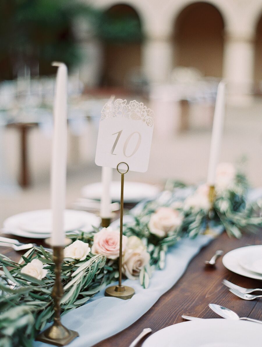 White Table Numbers With Floral Design