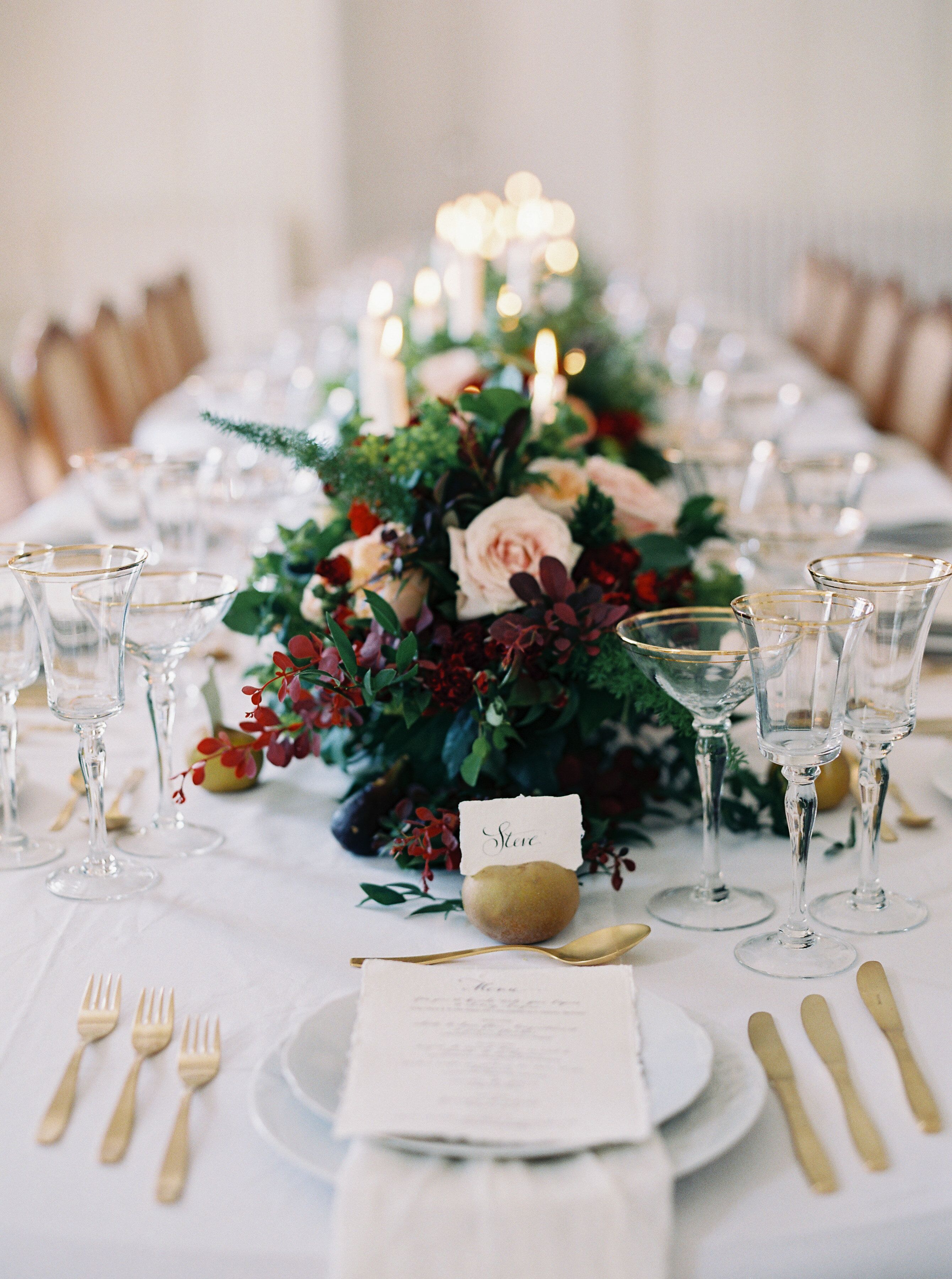 Gold Cutlery and Fresh Fruit Place Cards