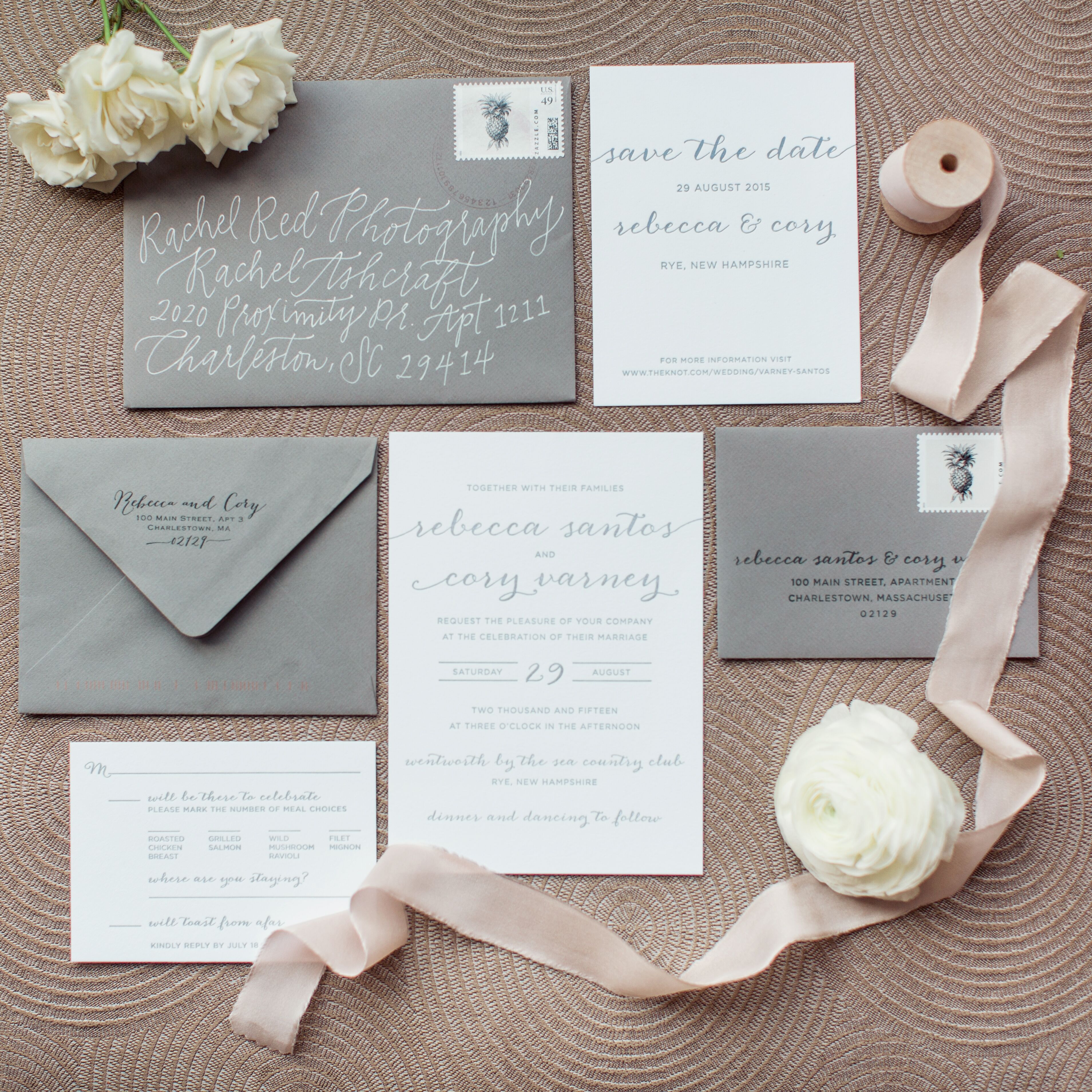 Simple, Whimsical Letterpress Wedding Invitations