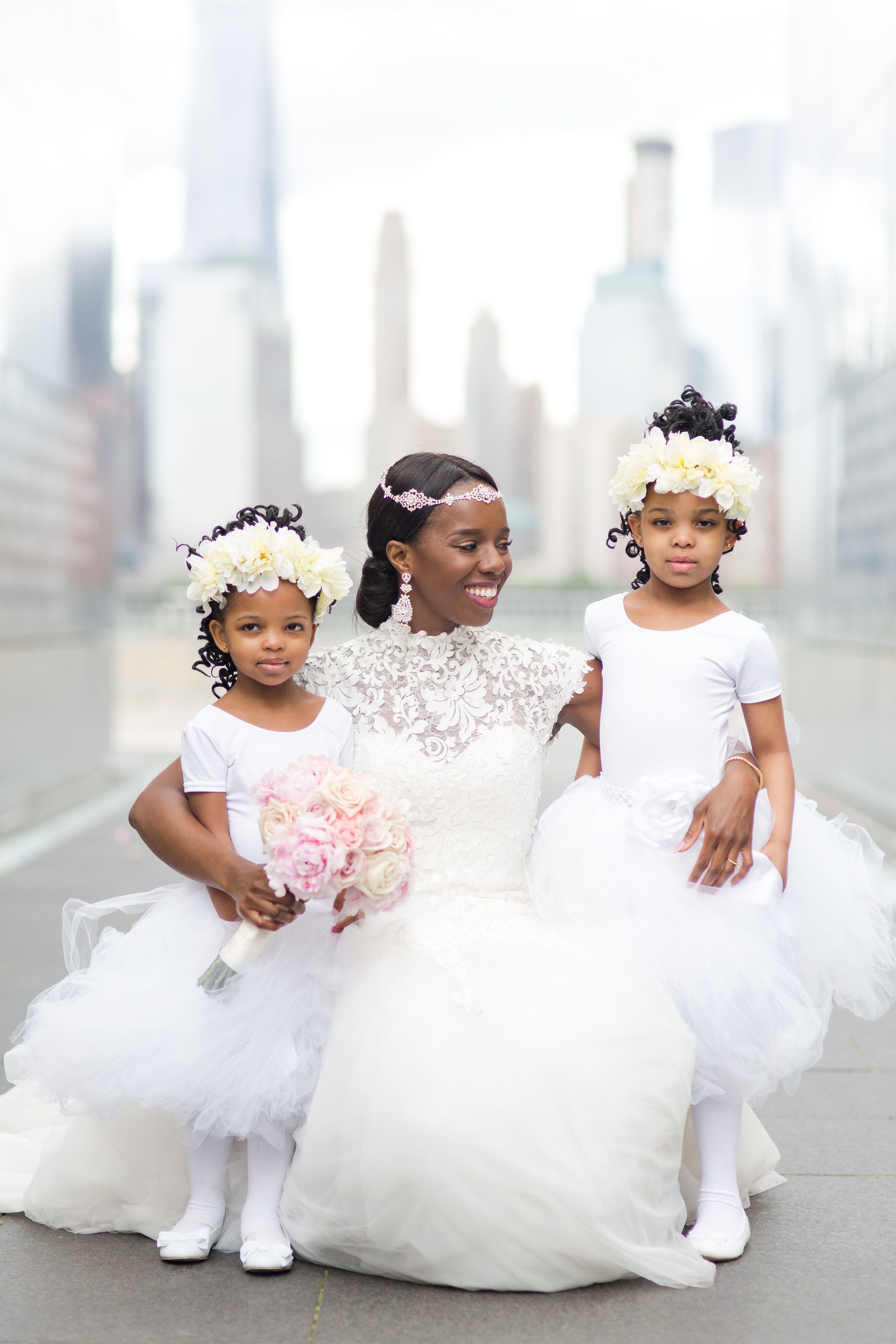 Full Tulle Flower Girl Dresses and Handmade Flower Crowns
