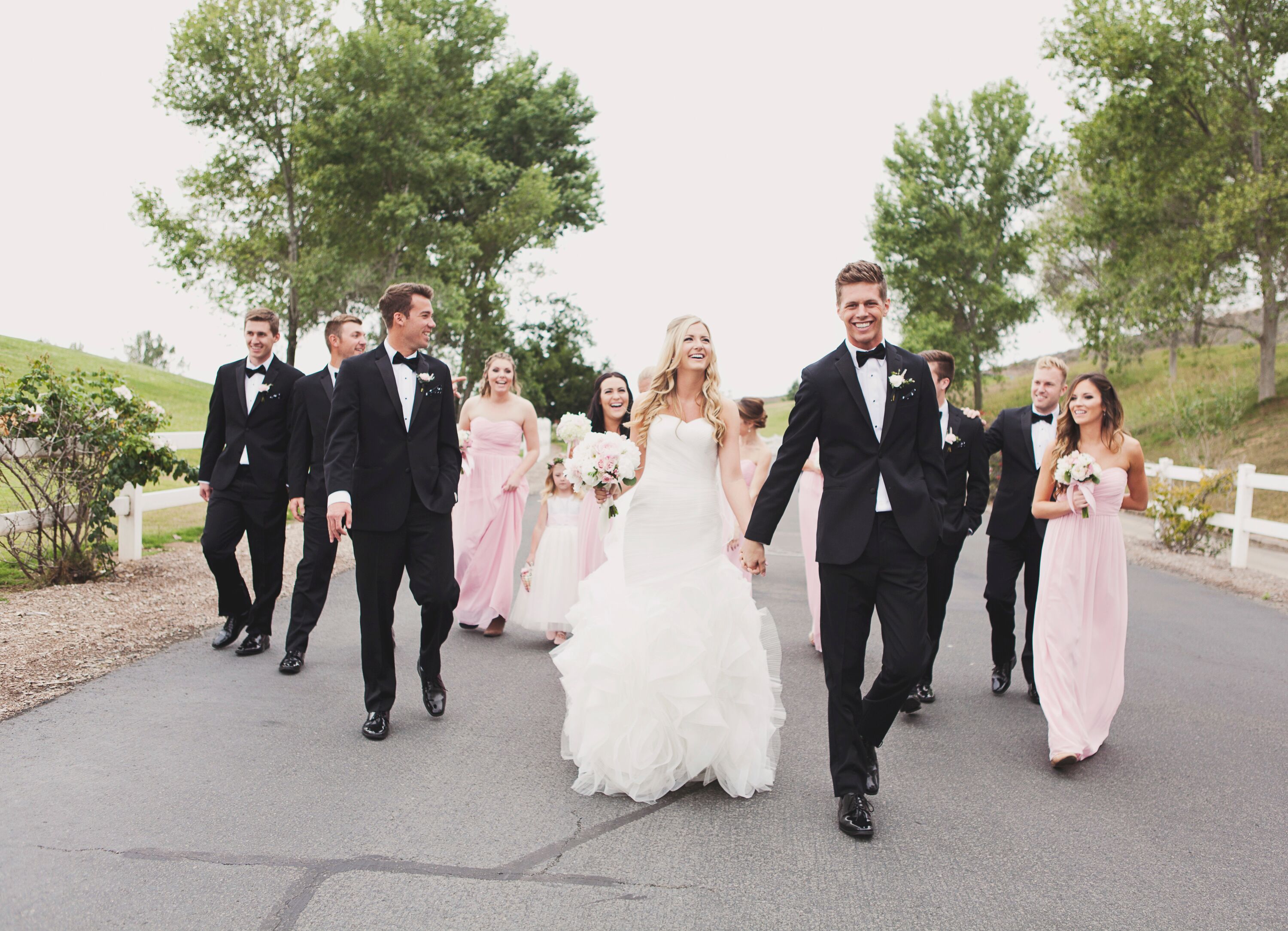 Bridal Party in Black and Pale Pink